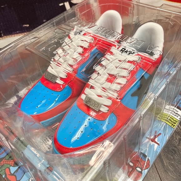 Bape | Shoes | 222 Bape Bapesta Low X Marvel Comics Spiderman Red Blue ...